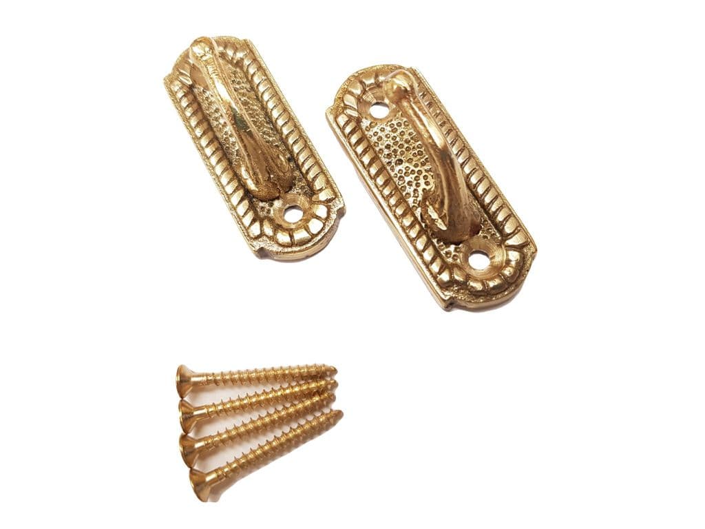 2 Regency Brass Curtain Tassel Hooks 5cm Brassware Solid Metal Hook With Screws